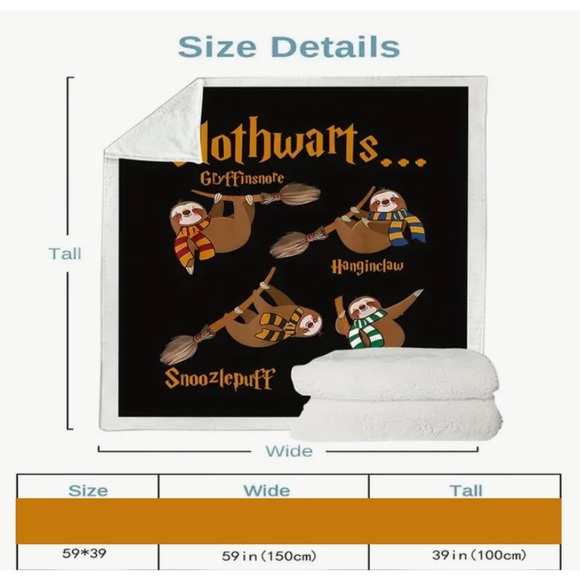 Warner Bros. | Bedding | Plush Blanket Throw Sloth Harry Potter ...